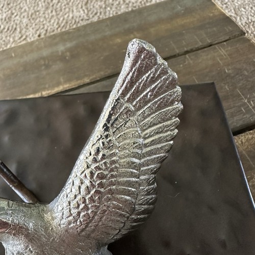 Jan Barboglio Brown Hammered Metal Bird Box Nickel Eagle Rectangular 9 ...