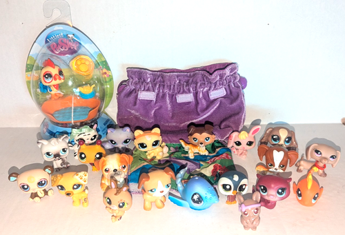 Littlest Pet Shop LPS Lot Various Pet Figures 21 little pets with carry bag D7 | eBay