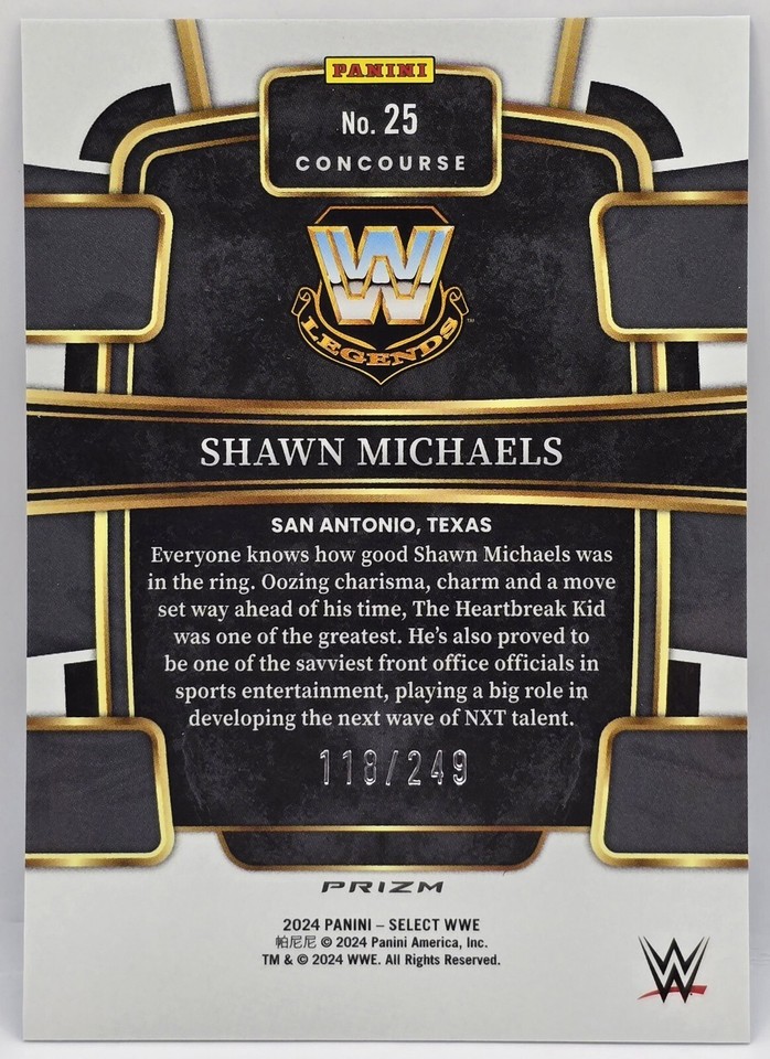 2024 Panini Select WWE #25 Shawn Michaels HBK – Legend LIGHT BLUE PRIZM ...