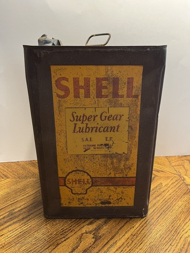 Vtg Antique 1930s Shell 5 Gallon Square Motor Oil Super Gear Lubricant ...