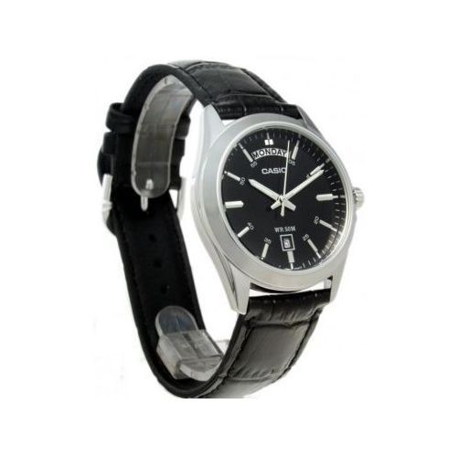 Mtp-1370l-1a Black Casio Men's Watches Date Display 50m Leather Band ...