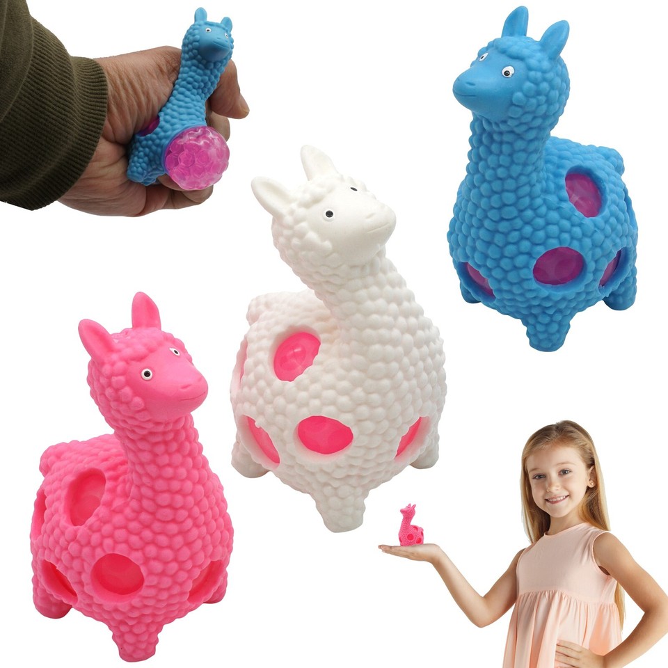 9.5cm Unicorn Llama Squeezy Crystal Filled Ball, Stress Relief Fun ...