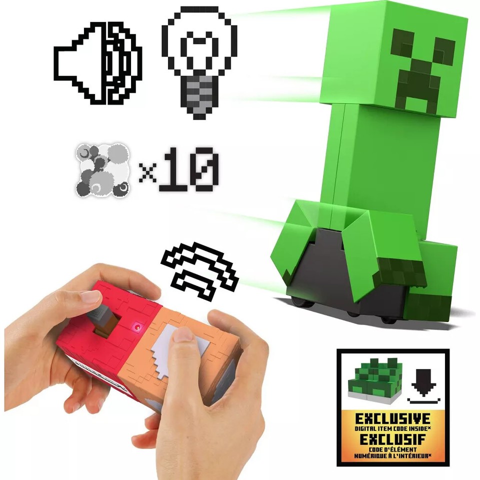 Mattel Minecraft Exploding RC Creeper with Lights & Sounds 10 Explosion ...