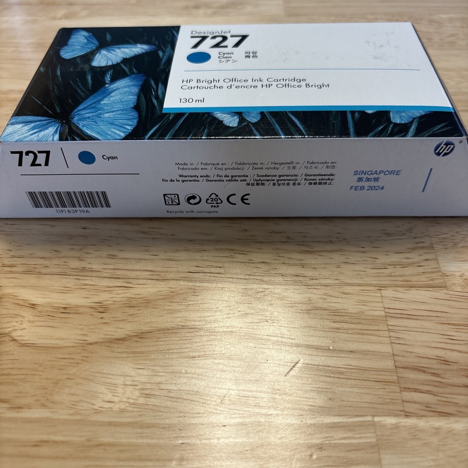 GENUINE HP 727 Cyan DesignJet Ink Cartridge 130-ml B3P19A SEALED BOX | eBay