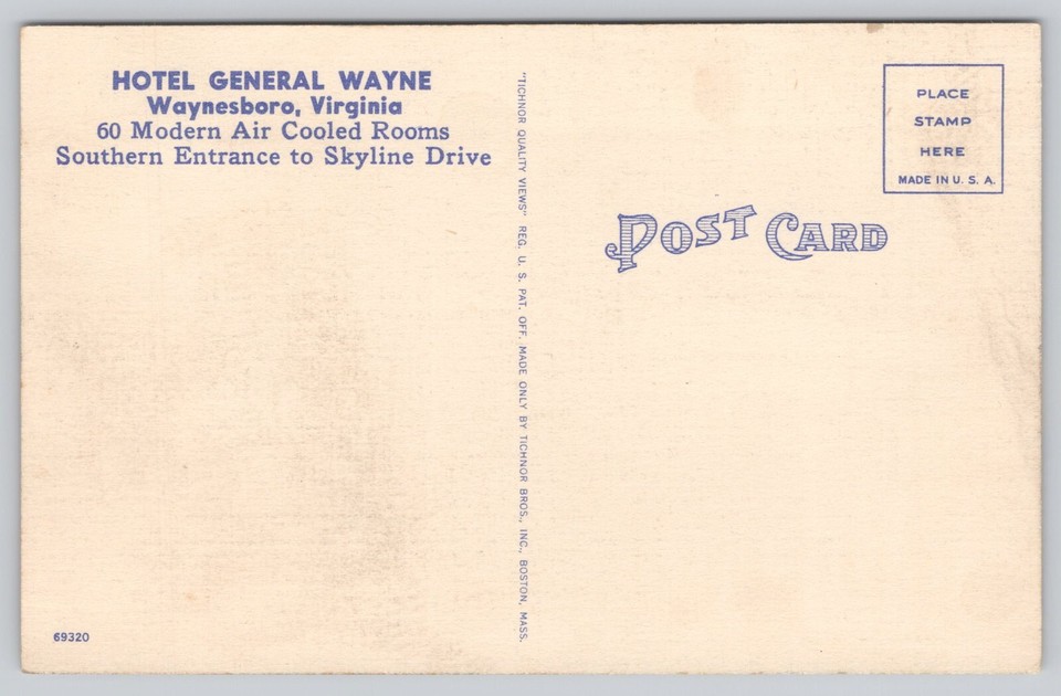 General Wayne Hotel Waynesboro Virginia vintage UNP Postcard d8 | eBay