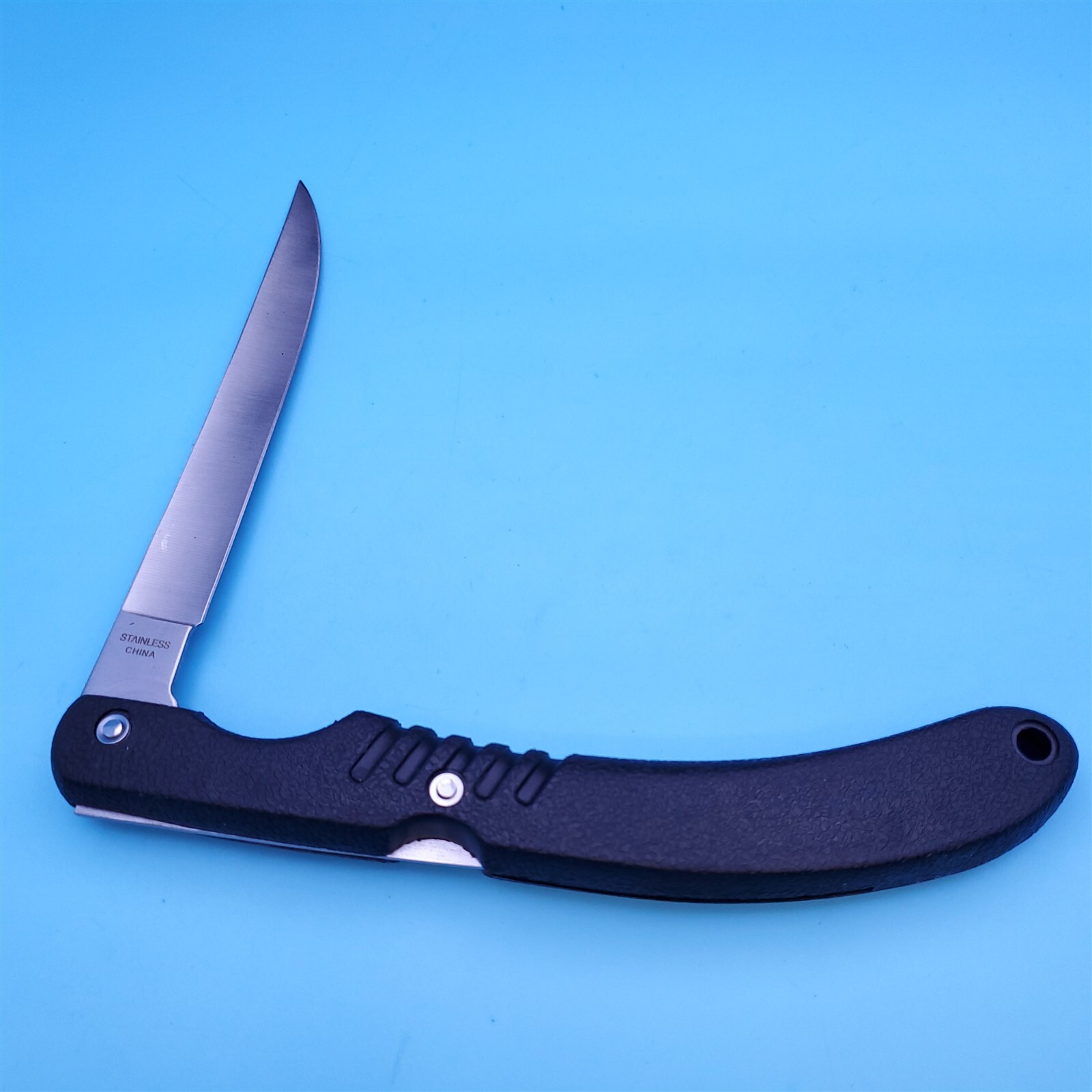 Folding Blade Fillet Knife Pocket Black ABS Handle 12.5"x 5" Lockback ...