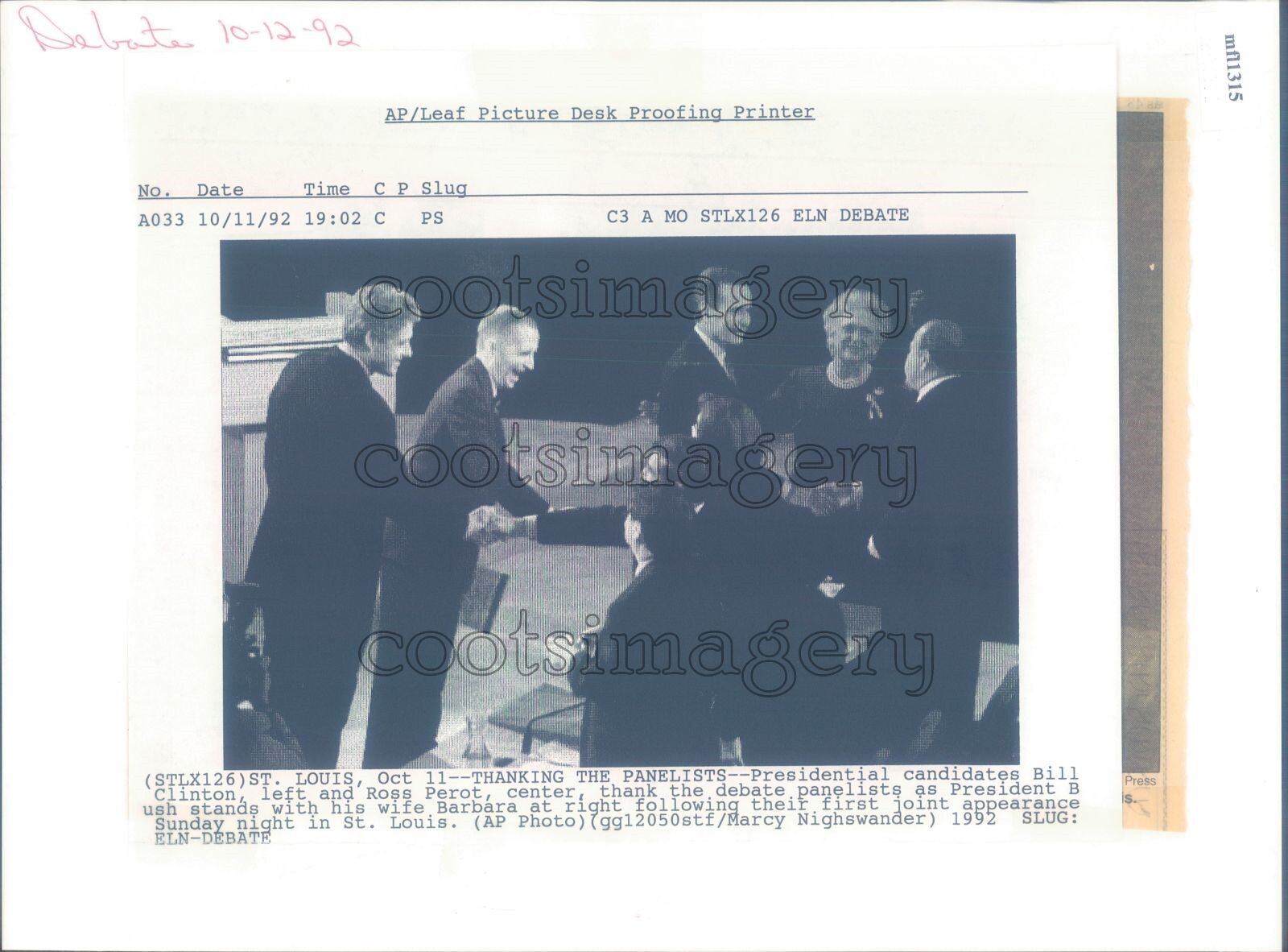 1992 Press Photo B Clinton Ross Perot George HW Bush Talk to Panelists ...