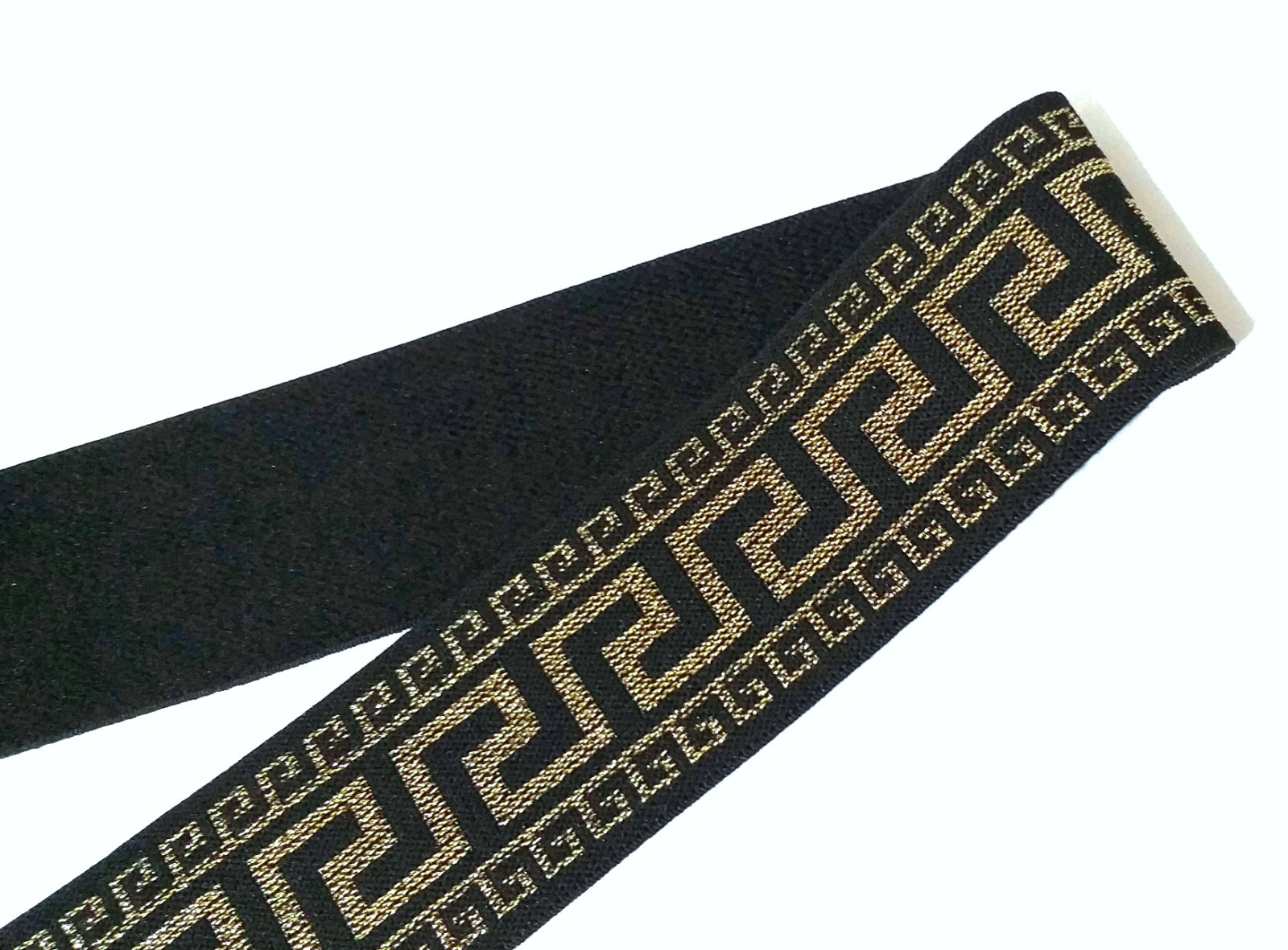 2" / 5 cm wide 2-5y Soft hand Feel Black w/ Gold metallic 1 side Greek ...