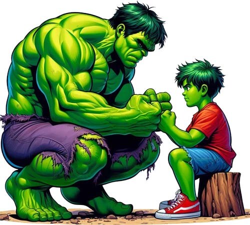 Colour Hulk Dad Son Kids Cartoon Wall Art Bedroom Campervan Vinyl ...