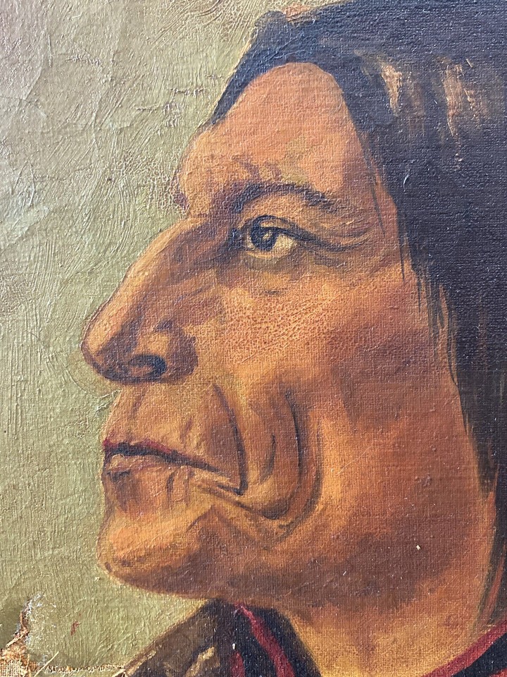 🔥 Historic Antique 19th Native American Indian Painting - Chief WOLF ...