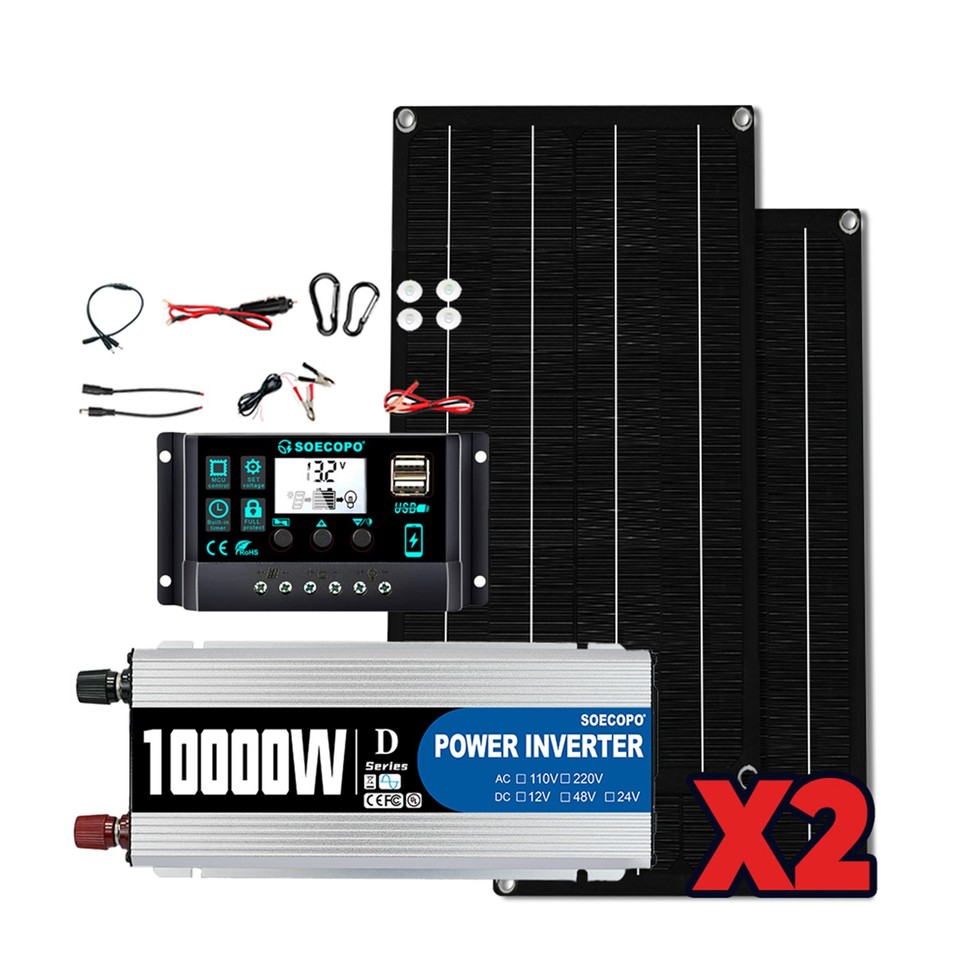 10000W Solar Starter Kit 2x High-Yield Solar Panels + 100A Charge ...