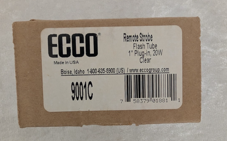 NEW ECCO 9001C Strobe Flash Tube Bulb Clear 12V Flashtube Replacement ...