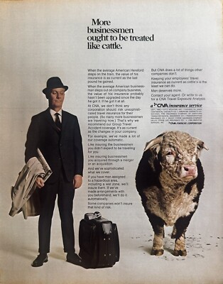 1969 CNA Insurance Service Financial Corporation With Cow Vintage Print ...