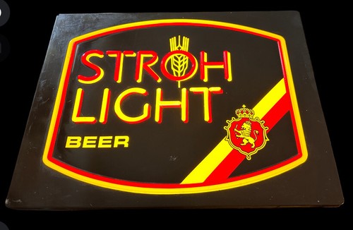 VINTAGE Stroh Light Beer Lighted Sign, Stroh's Brewing Co Works Great ...