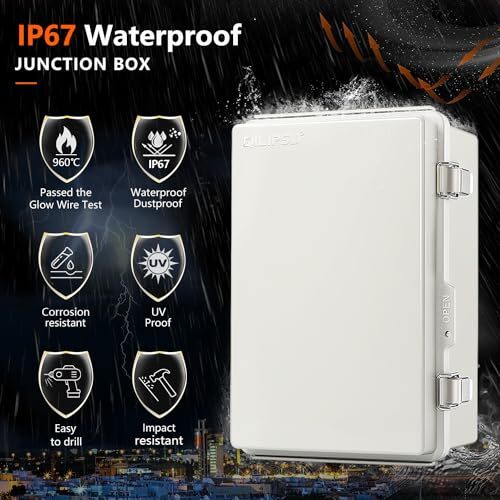 UL94-V0 PC/ABS Alloy Plastic Waterproof Junction Box 11.4"x7.5"x5.5 ...
