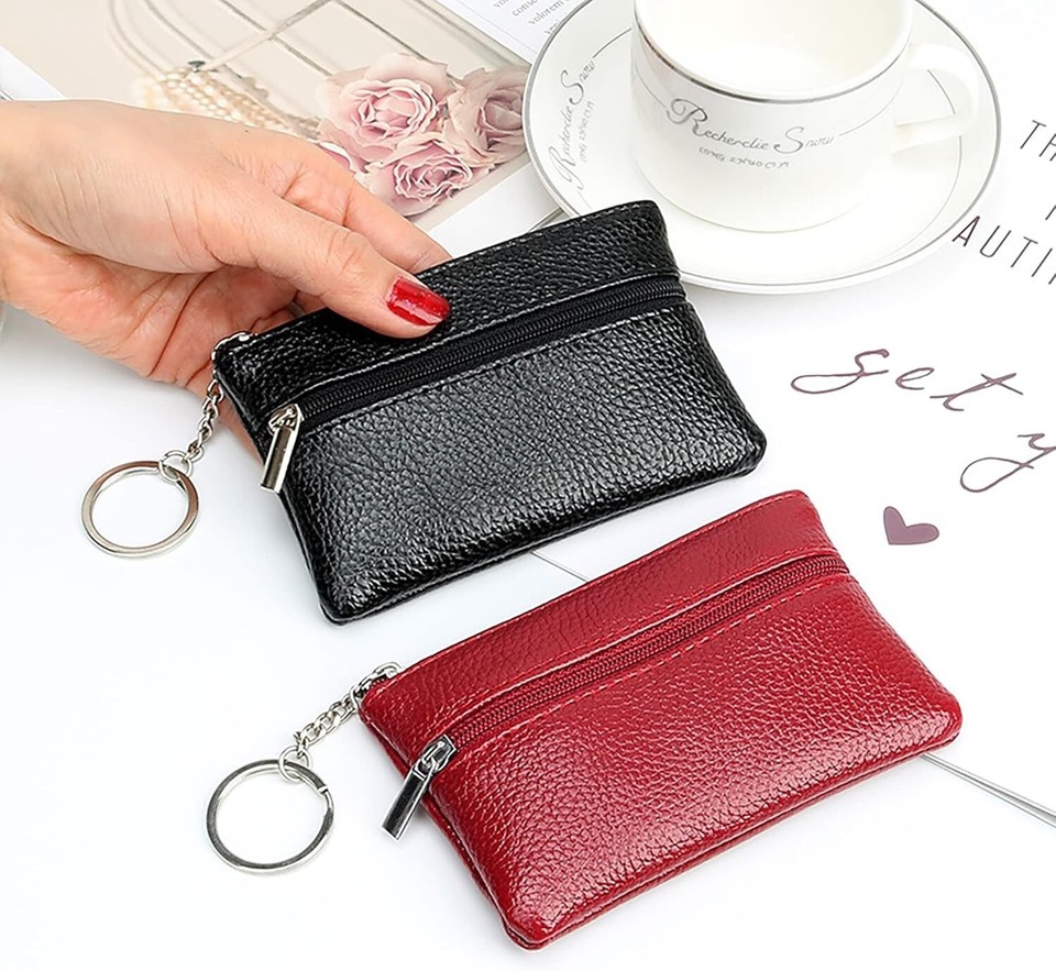 Mini Purse Coin Women Key Ring Small PU Leather Coin Card Wallet Pouch ...