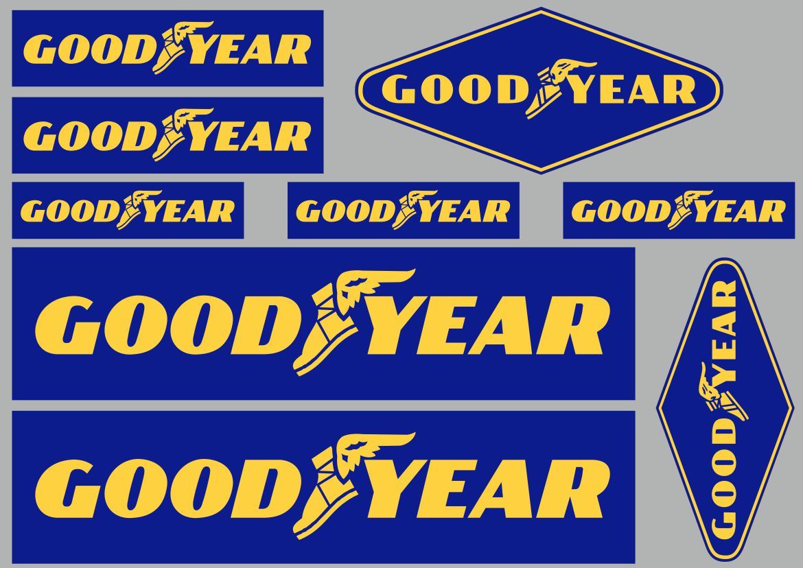 GOODYEAR Decals Quality Stickers Vinyl Graphic Set Logo Adhesive Kit 9 ...