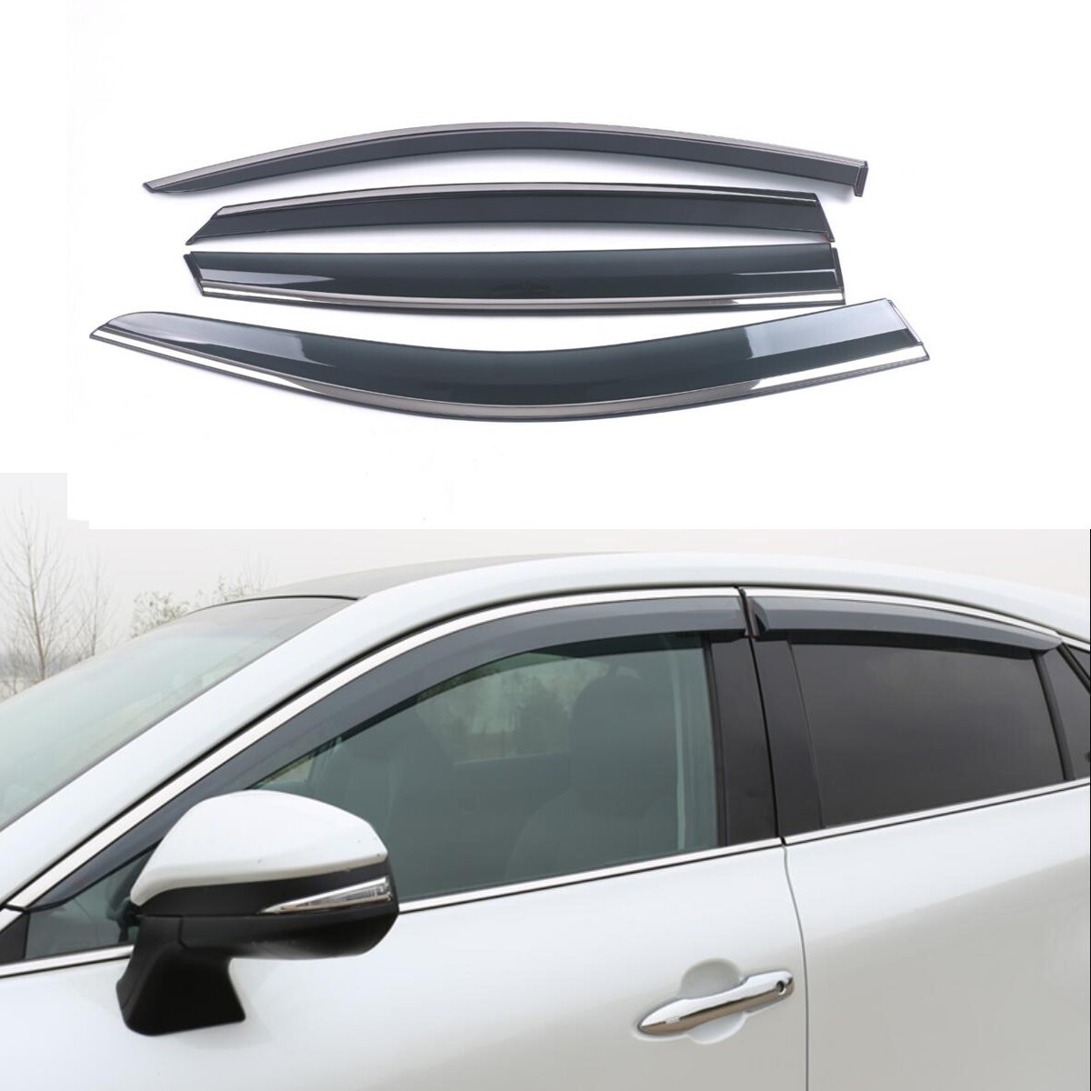 Window Side Visors Sun Rain Guard Vent Deflectors for Toyota Camry ...