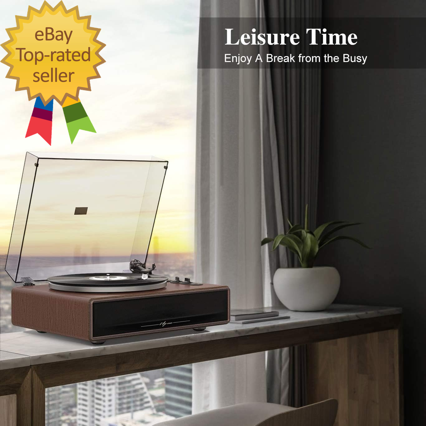 High Fidelity Belt Drive Turntable with Built-In Speakers, Vinyl Record ...