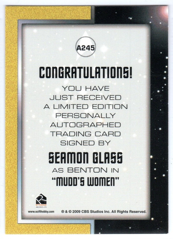 STAR TREK THE REMASTERED ORIGINAL SERIES A245 Seamon Glass Benton ...