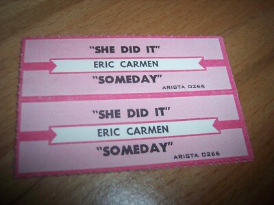 2 Eric Carmen She Did It / Someday Jukebox Title Strips | eBay