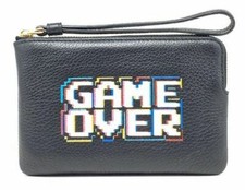 Coach x Pac Man Collaboration Leather Black Wallet Zip F73397 w/ Box ...