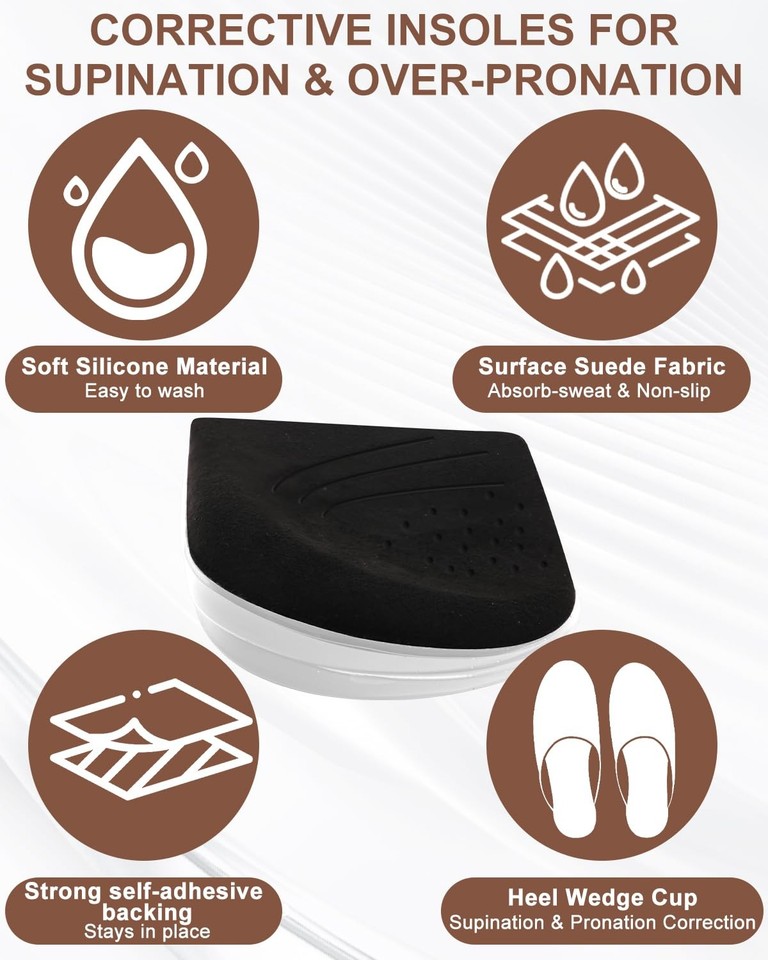 DLMDLM 2 Pairs 3 Layer Corrective Insoles for Supination Overpronation ...