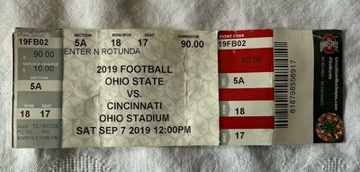 Ohio State Buckeyes vs Cincinnati Bearcats 2019 NCAA Football Ticket ...