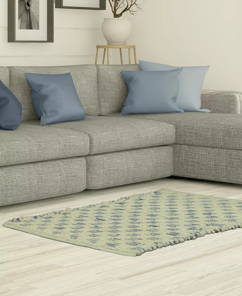 Riviera Home Bacova Marion Cotton Denim Tiles 27″ x 45″ Rug, Green ...