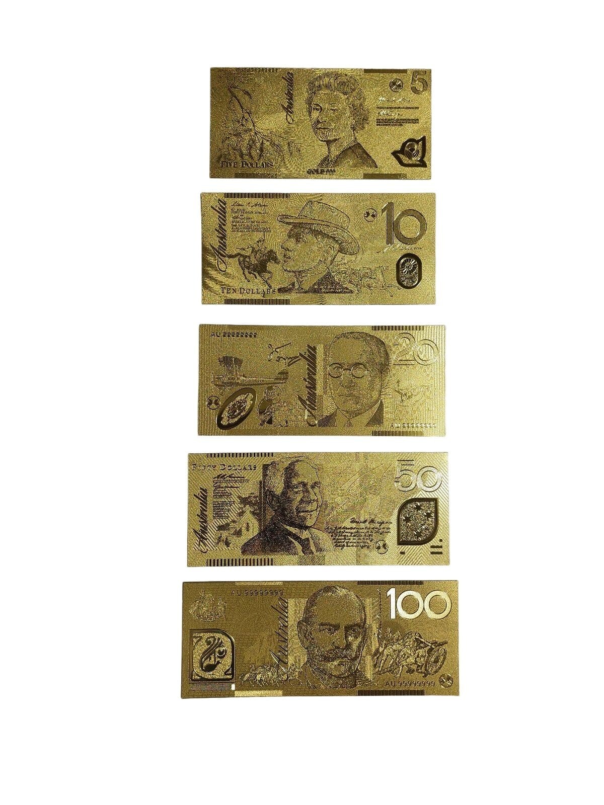 24KT 99.99% Gold Australian Bank Note Set Limited Edition Rare Banknote ...