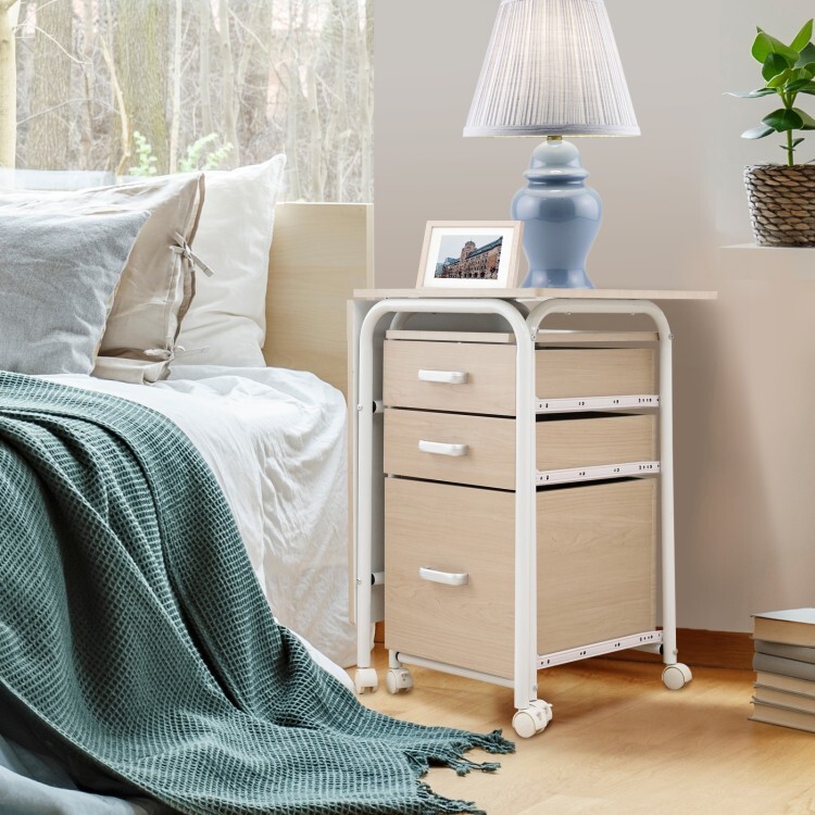 Folding Computer Laptop Desk Wheeled Home Office Cabinet Furniture W/ 3 ...