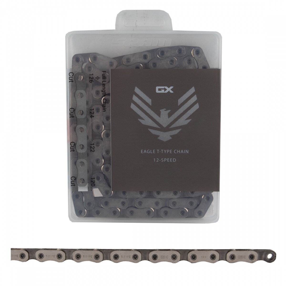 SRAM GX Eagle T-Type Flattop Chain - 12-Speed, 126 Links, Hollow Pin ...