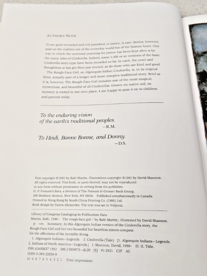 THE ROUGH FACED GIRL 1st Edition Inscribed Signed by Rafe Martin 1992 ...