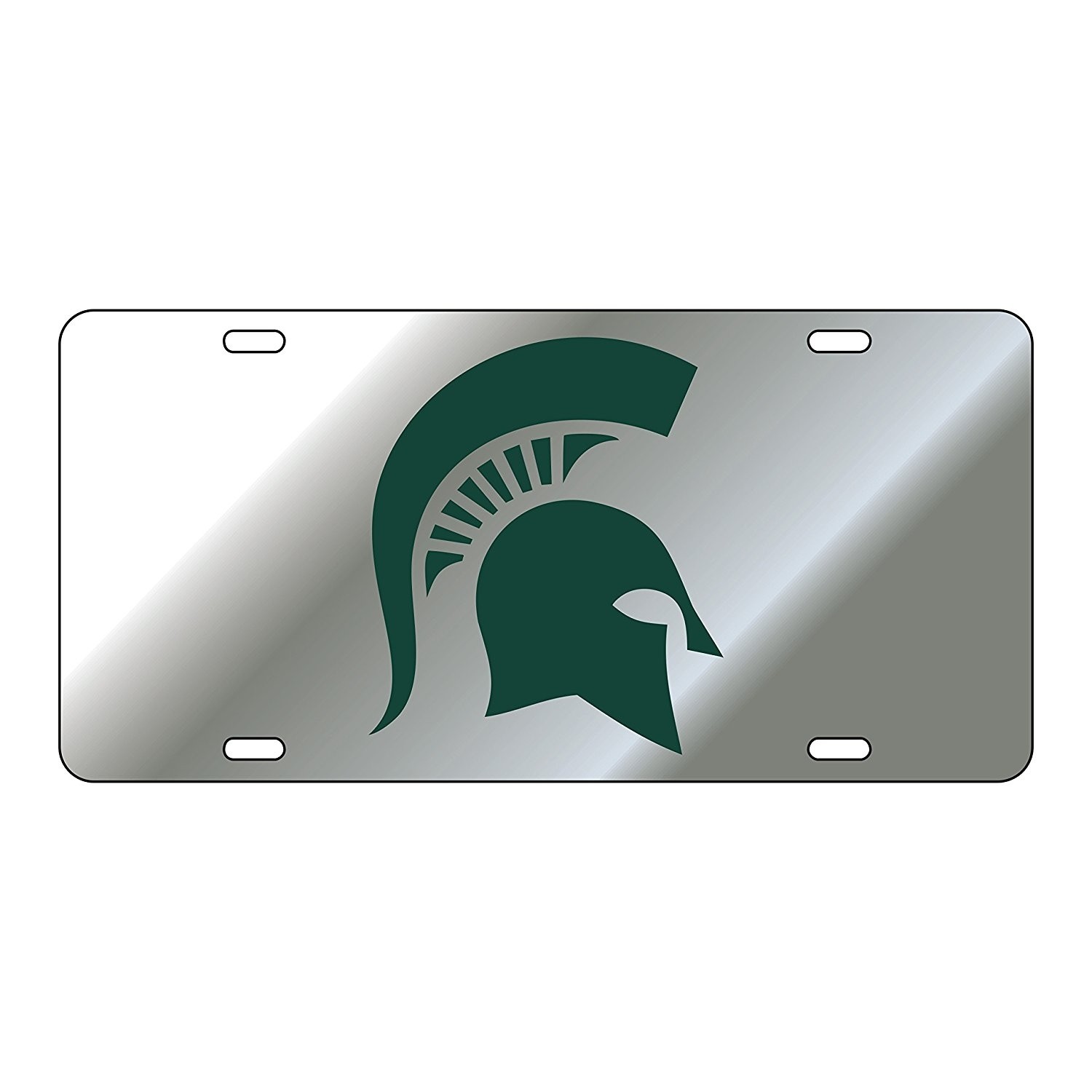 MICHIGAN STATE Silver Spartan Mirrored License Plate / Car Tag | eBay