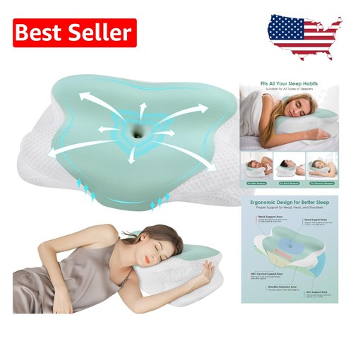 Customizable Support Contour Pillow with Cooling Case - CertiPUR Memory Foam | eBay