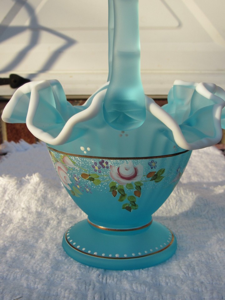Fenton 2002 Charleton Collection Satin Blue Basket | eBay