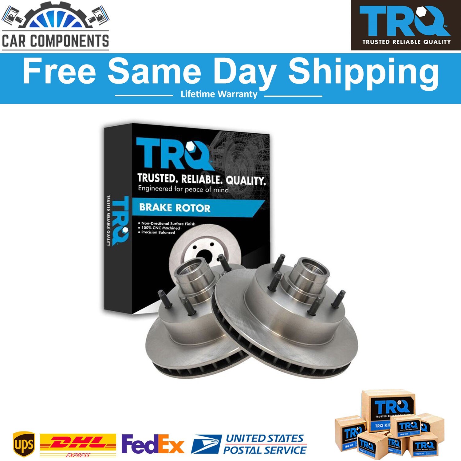 TRQ Front Brake Rotors Pair for Ford E150 Van F150 Pickup Truck 2WD | eBay