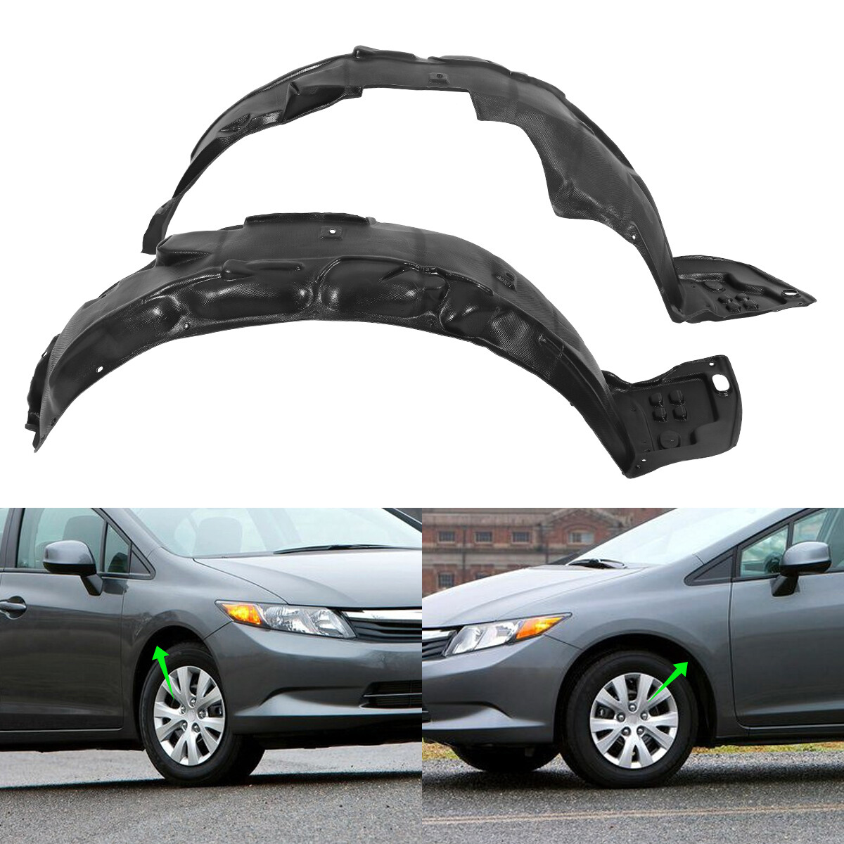 2015 Honda Civic Garage-Pro Fender Liner Set For 2012- Sedan - Front ...