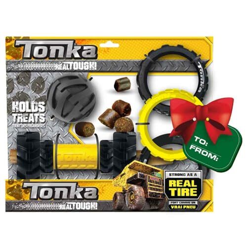 Tonka Three Dog Toy Gift Set - 3in Mega Tread Ball, 7in Axle Tread with ...