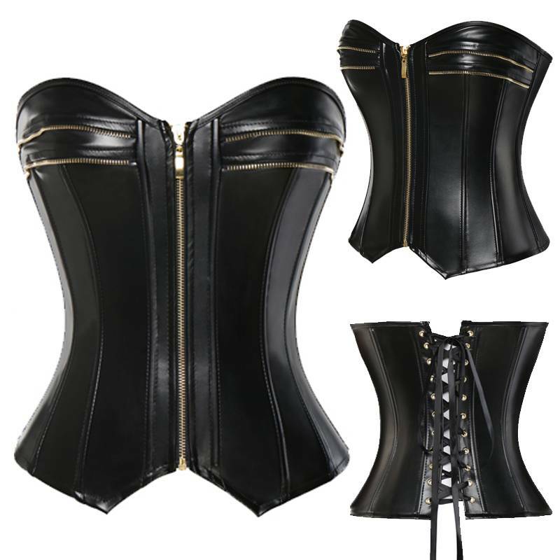 Women‘s Black Waist Training Corset Steampunk Gothic Basque Bustier ...