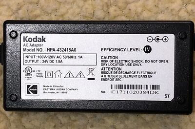 Kodak AC Power Adapter + Data HPA-432418A0 for Easy Share Printer Dock ...