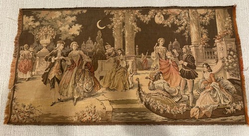 Vintage Belgian Tapestry Wall Hanging Party Courting Scene 95 cm X 50 ...
