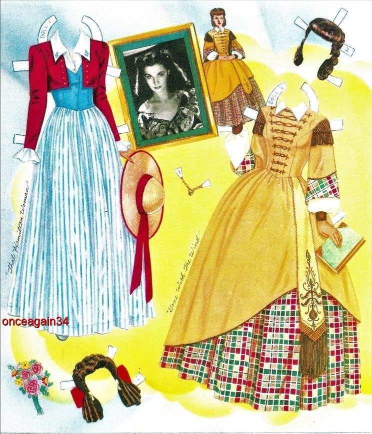 VINTAGE UNCUT VIVIEN LEIGH PAPER DOLLS~RARE~#1 TOP MARILYN HENRY ...