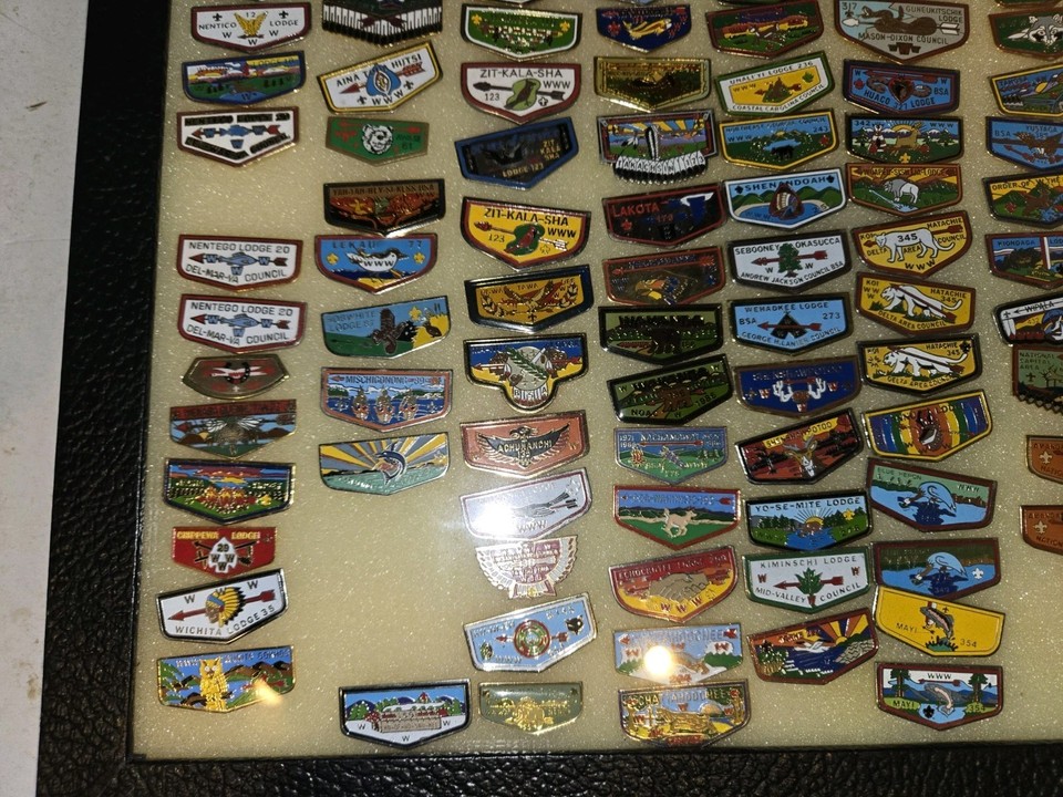 160 Vintage 80s/90s Boy Scouts BSA Pocket Flap Lapel Pins In A Display ...