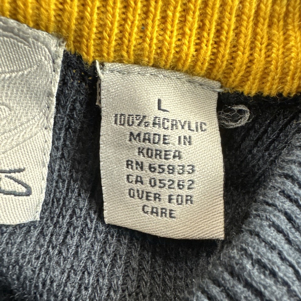 Vintage Point Zero Sweater Mens L Blue V-Neck Sweatshirt Striped Knit ...