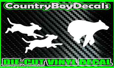 DOGS Chasing BEAR * Vinyl Decal Sticker * Hunting Hounds Black Bear ...