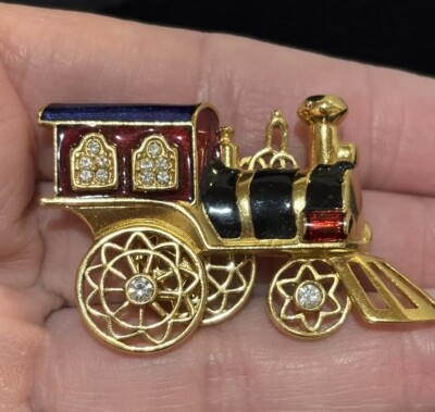Vintage 1996 AVON Smithsonian Museum Enamel Clear Rhinestone Train ...