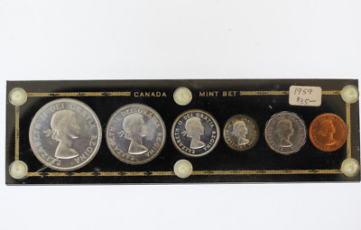 1959 Canada Coin Mint Set $1 50C 25C 10C 5C 1C in Lucite Holder | eBay
