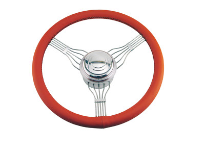 15" Stainless Steel Banded Banjo Style Wheel-Red For 67-94 GM Column ...