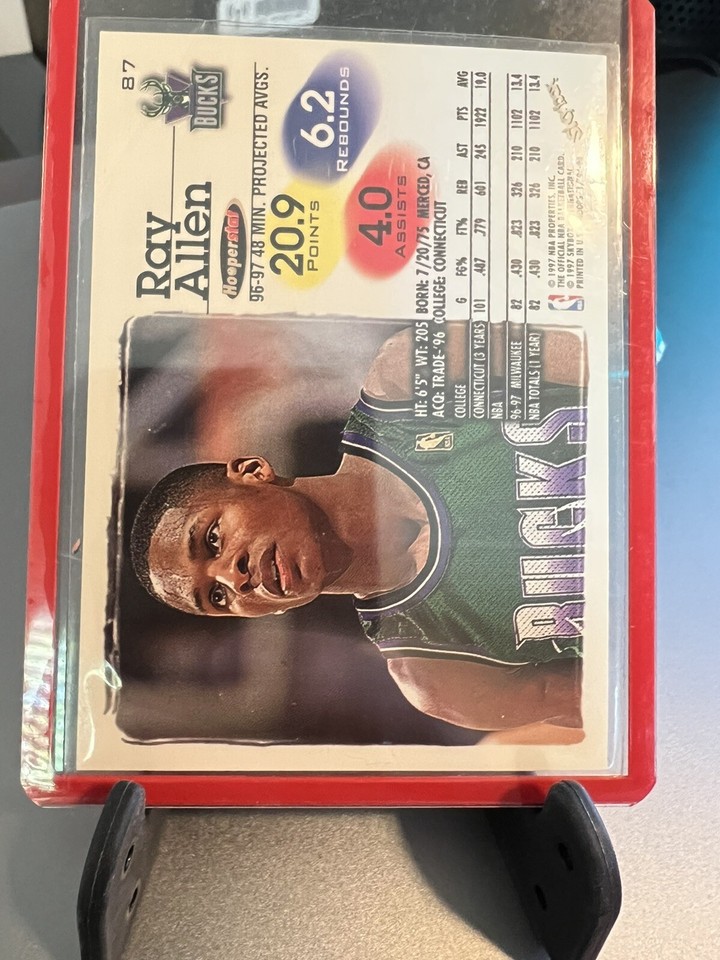 1997-98 Skybox NBA Hoops Ray Allen #87 Milwaukee Bucks Basketball Card ...